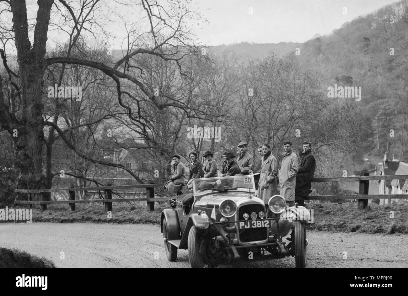 Lagonda 4-seat tourer of CE Littler competing in the RAC Rally, 1939 ...