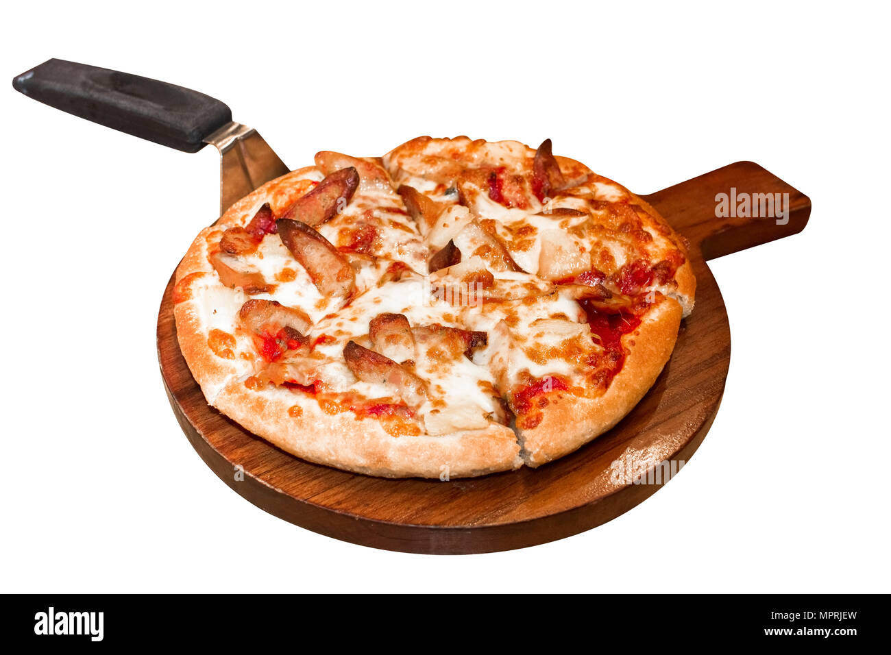Fast food italian traditional.Hot chicken sausage pizza with cheese ...