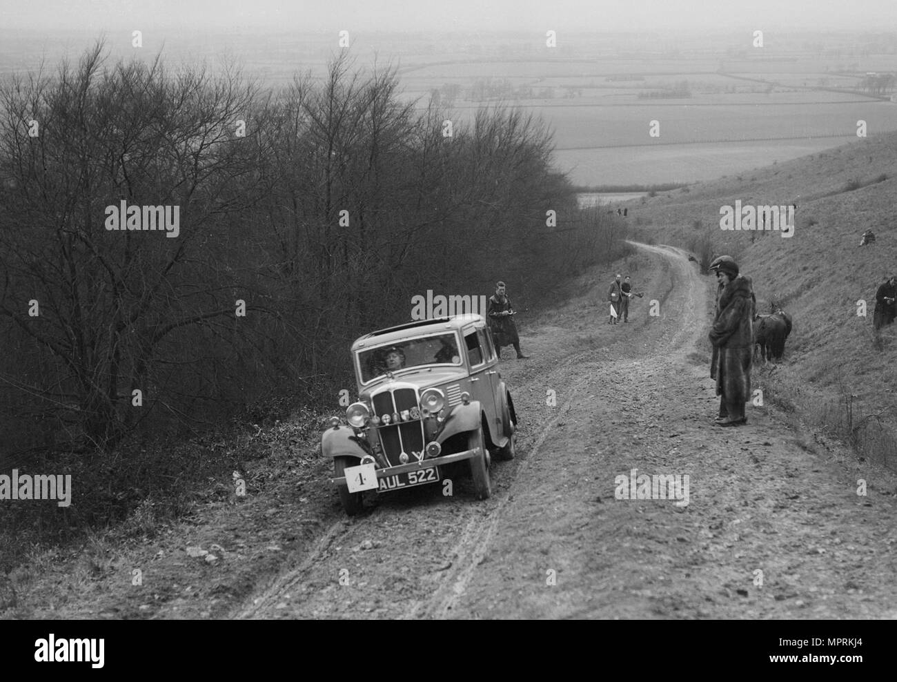 Standard Little Nine saloon competing in a trial, Crowell Hill, Chinnor ...