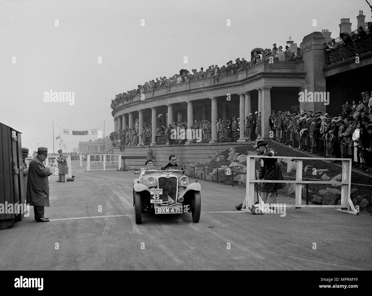 Singer of DE Harris competing in the Blackpool Rally, 1936. Artist ...