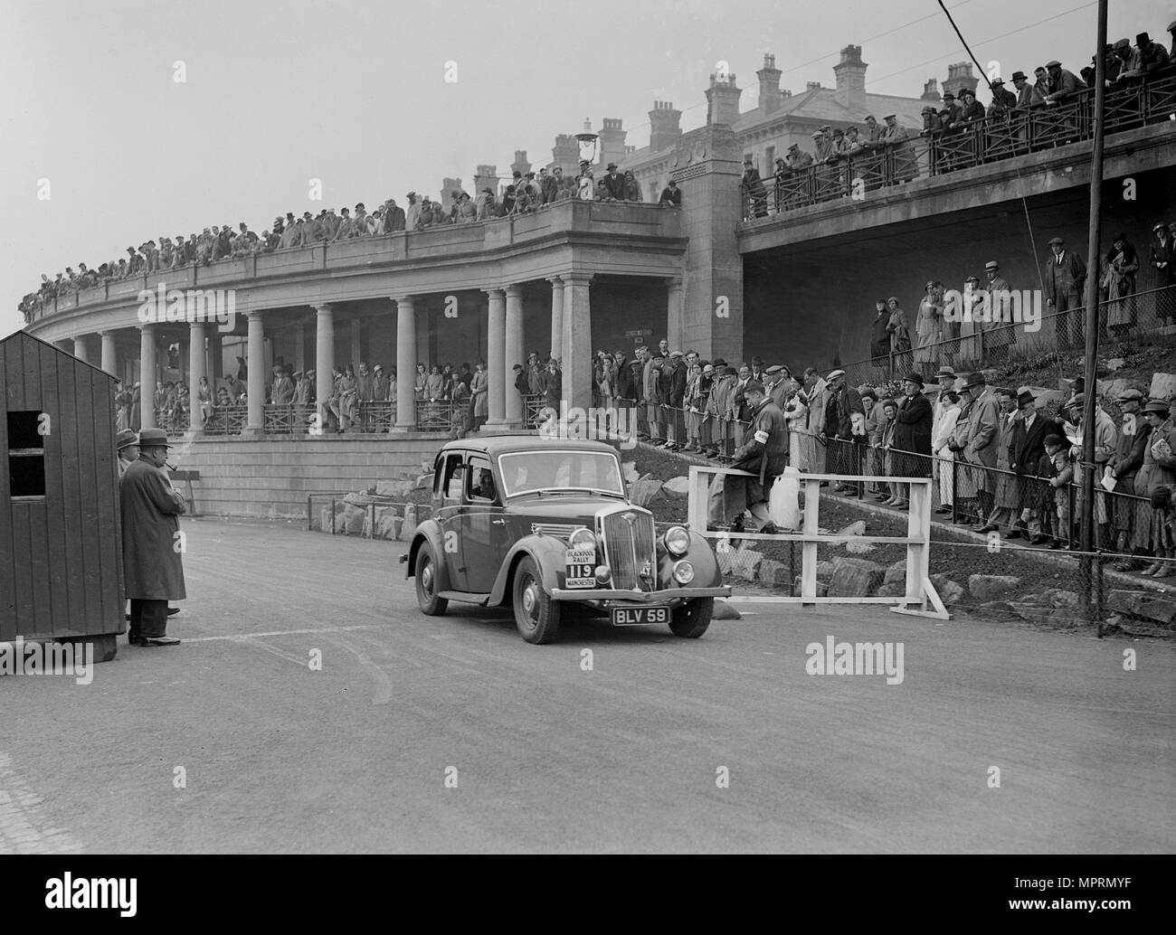Wolseley of J Malkin competing in the Blackpool Rally, 1936. Artist ...