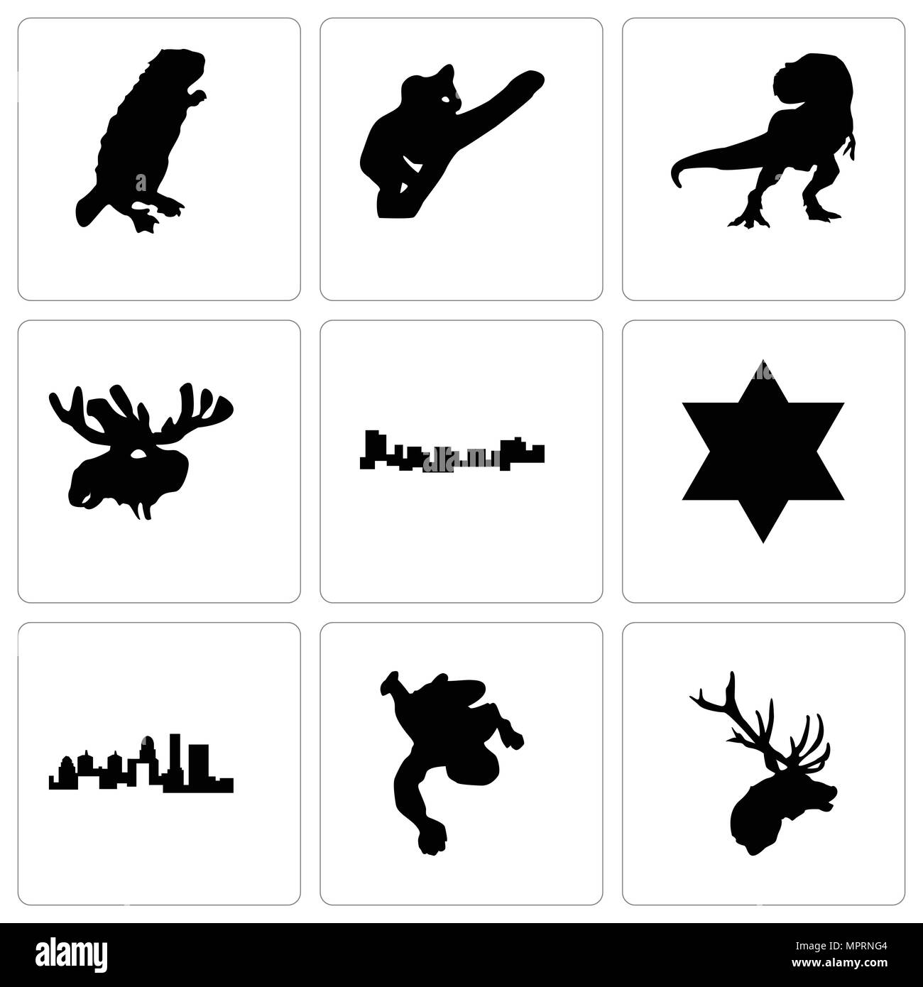 Set Of 9 simple editable icons such as elk head, chalk, kentucky state ...