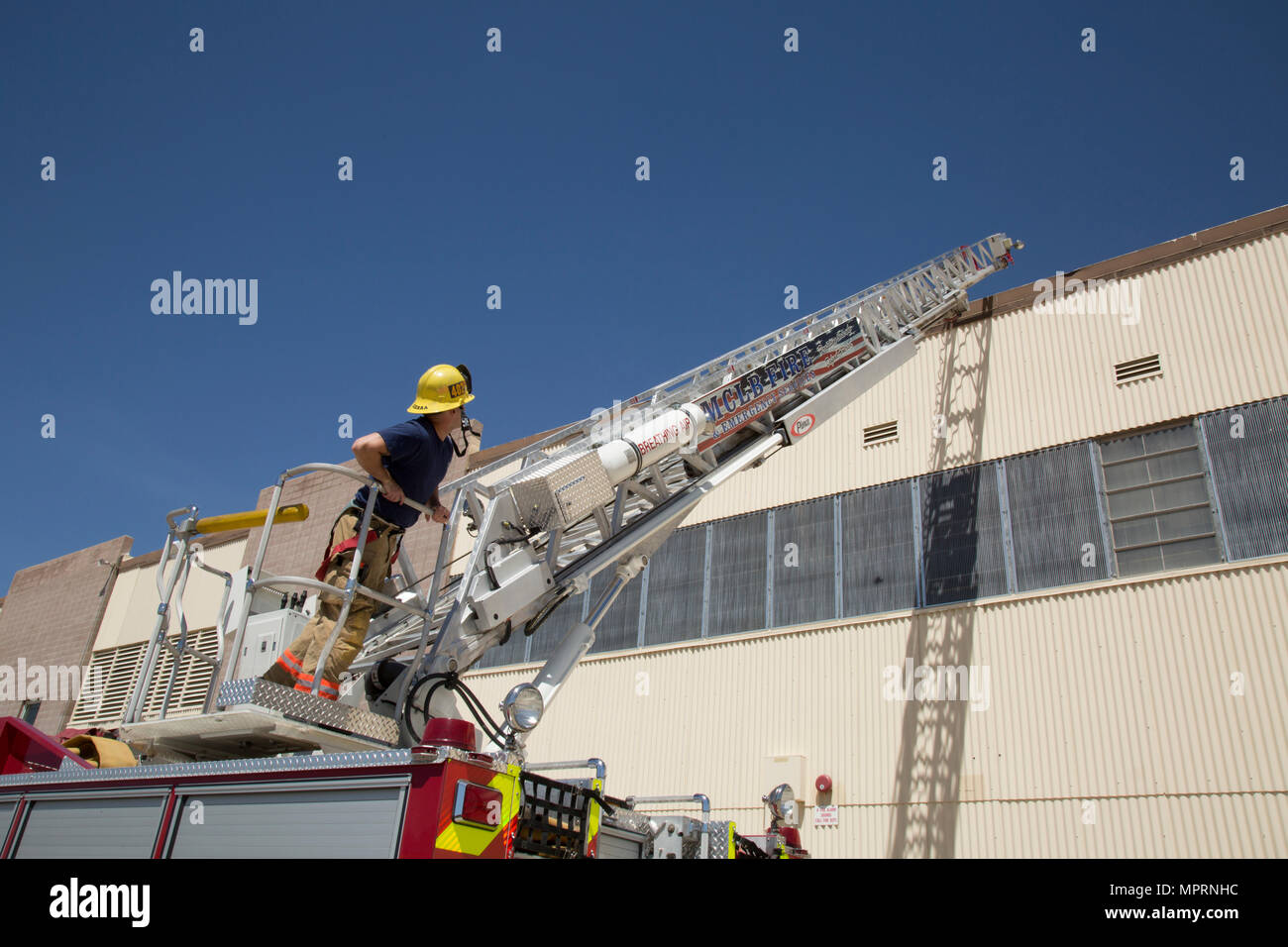Corey Sierra, a firefighter with the Marine Corps Logistics Base ...