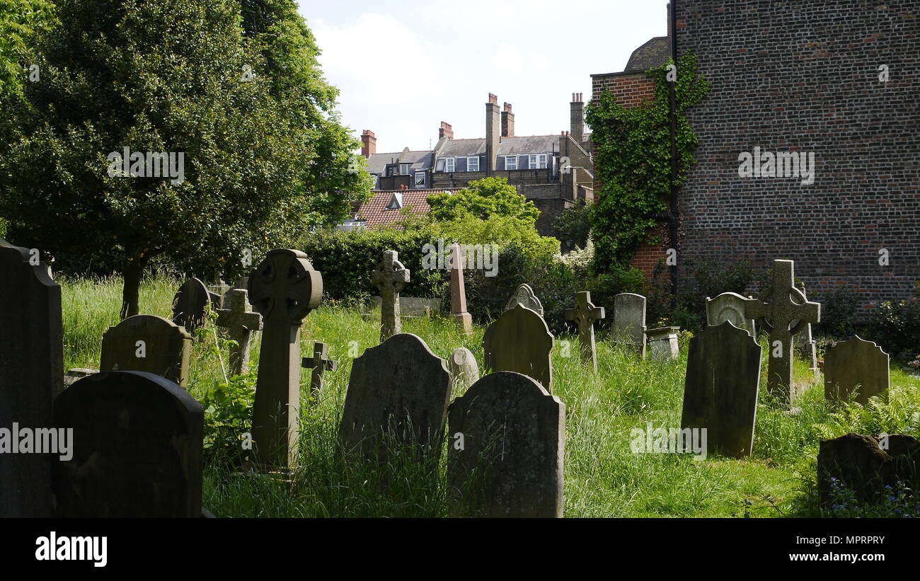 Old Gravestones in St John at Hampstead Cemetery in Hampstead London Uk ...