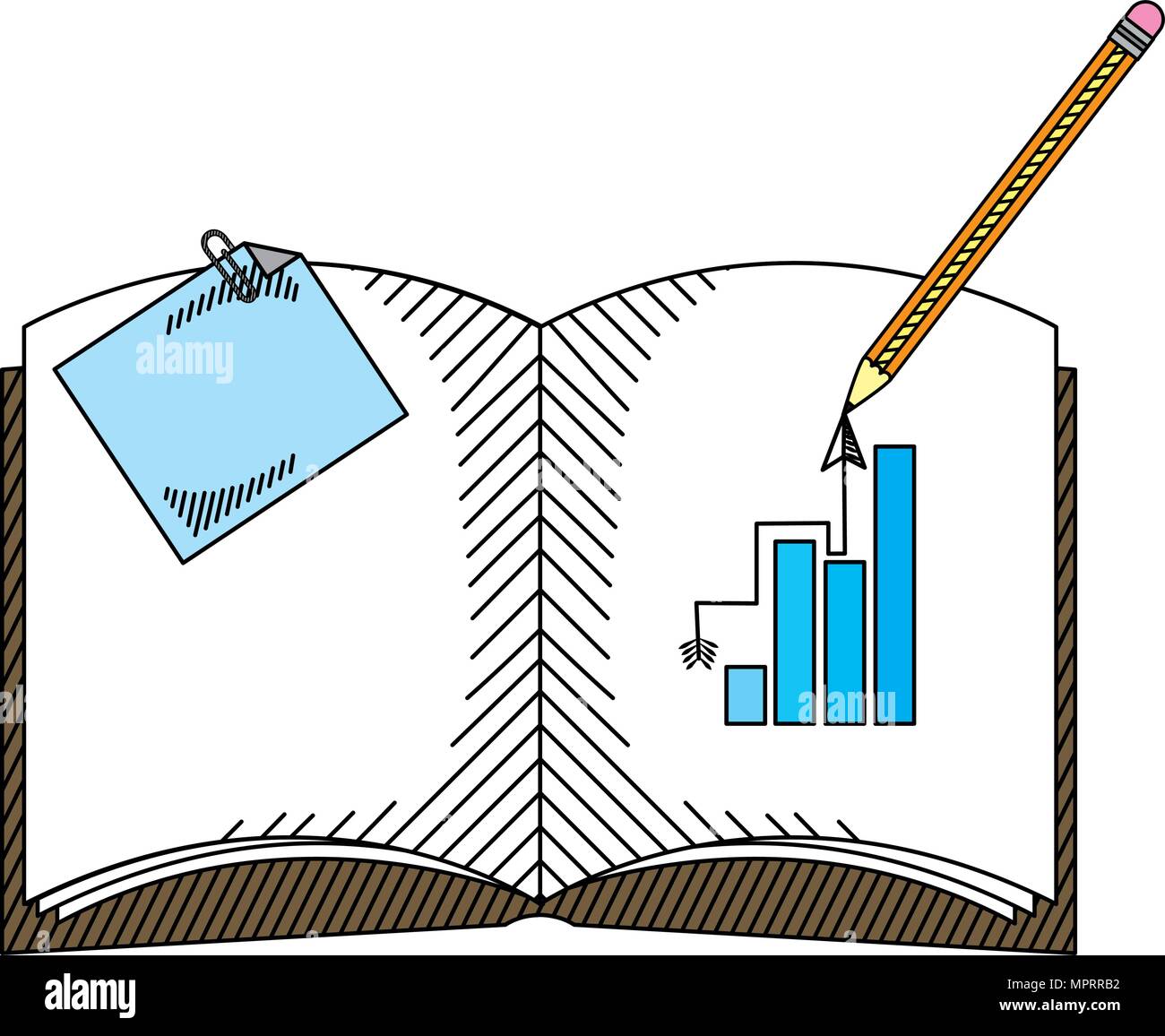 book with note paper and pencil drawing Stock Vector Image & Art - Alamy