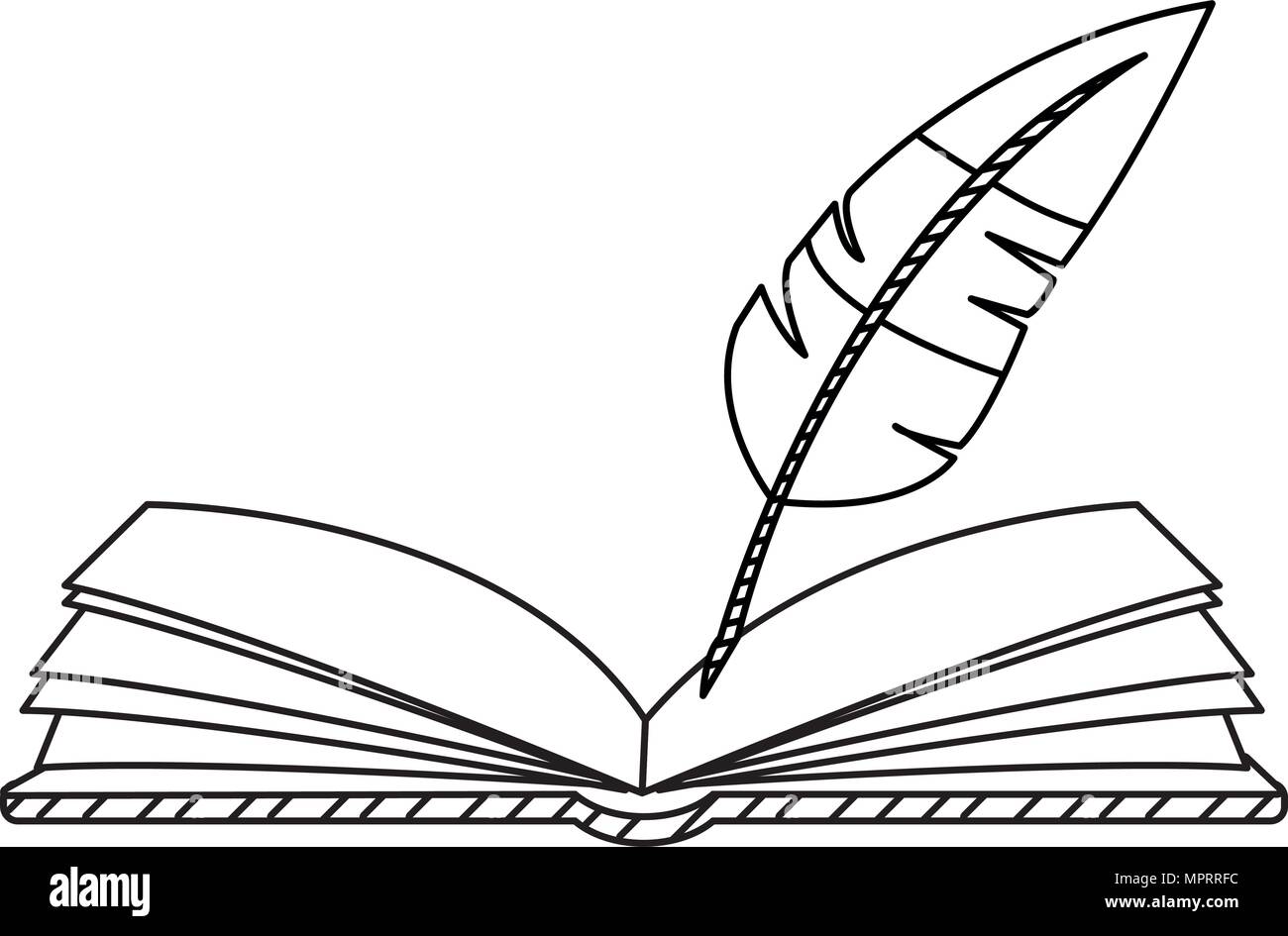 line open book object and feather pen Stock Vector Image & Art - Alamy