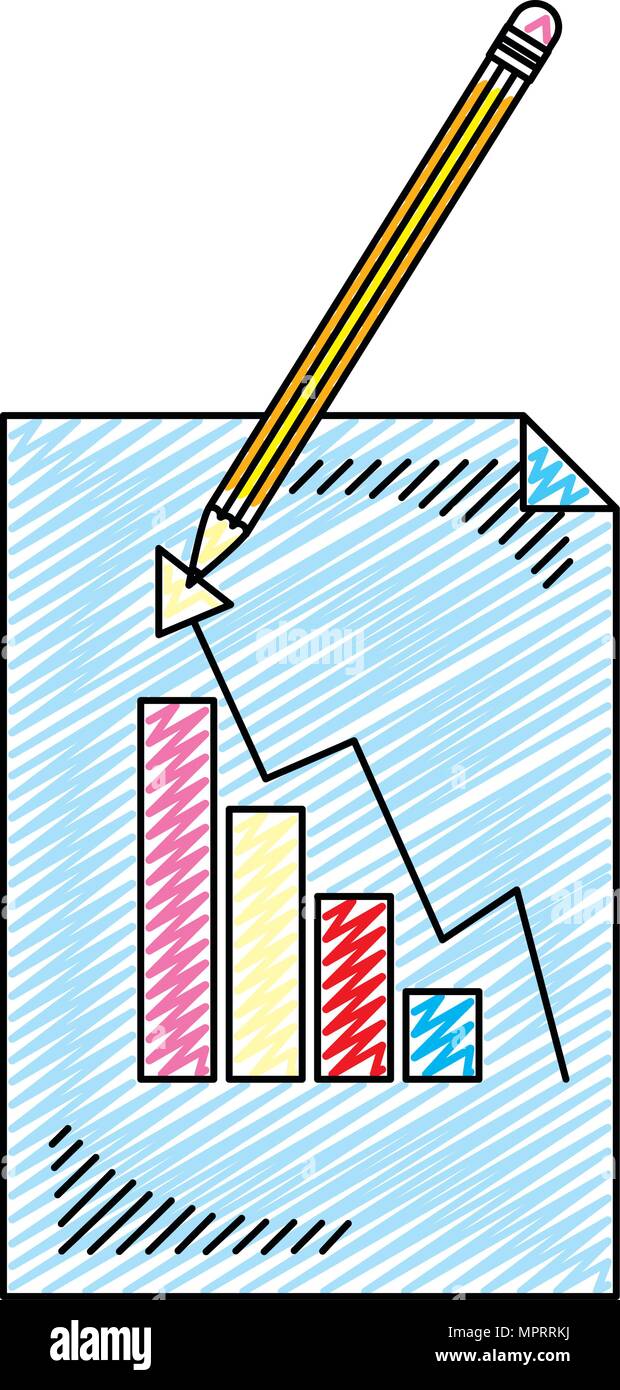 doodle statistics bar growing in the paper and pencil Stock Vector ...