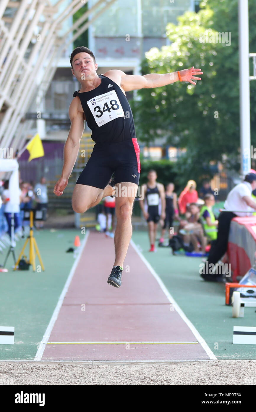 Loughborough, England, 20th, May, 2018. James Lelliott competing in the ...