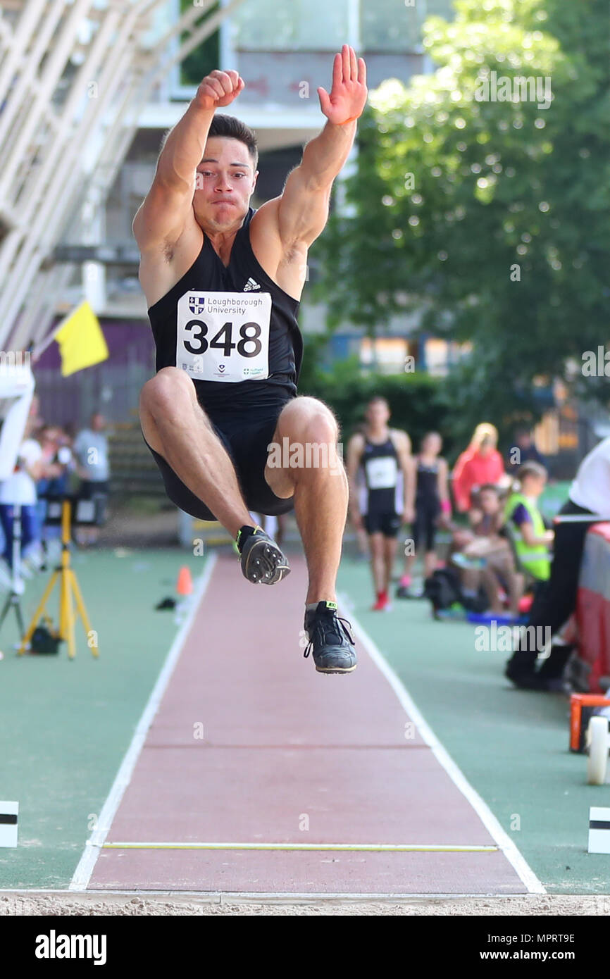 Loughborough, England, 20th, May, 2018. James Lelliott competing in the ...
