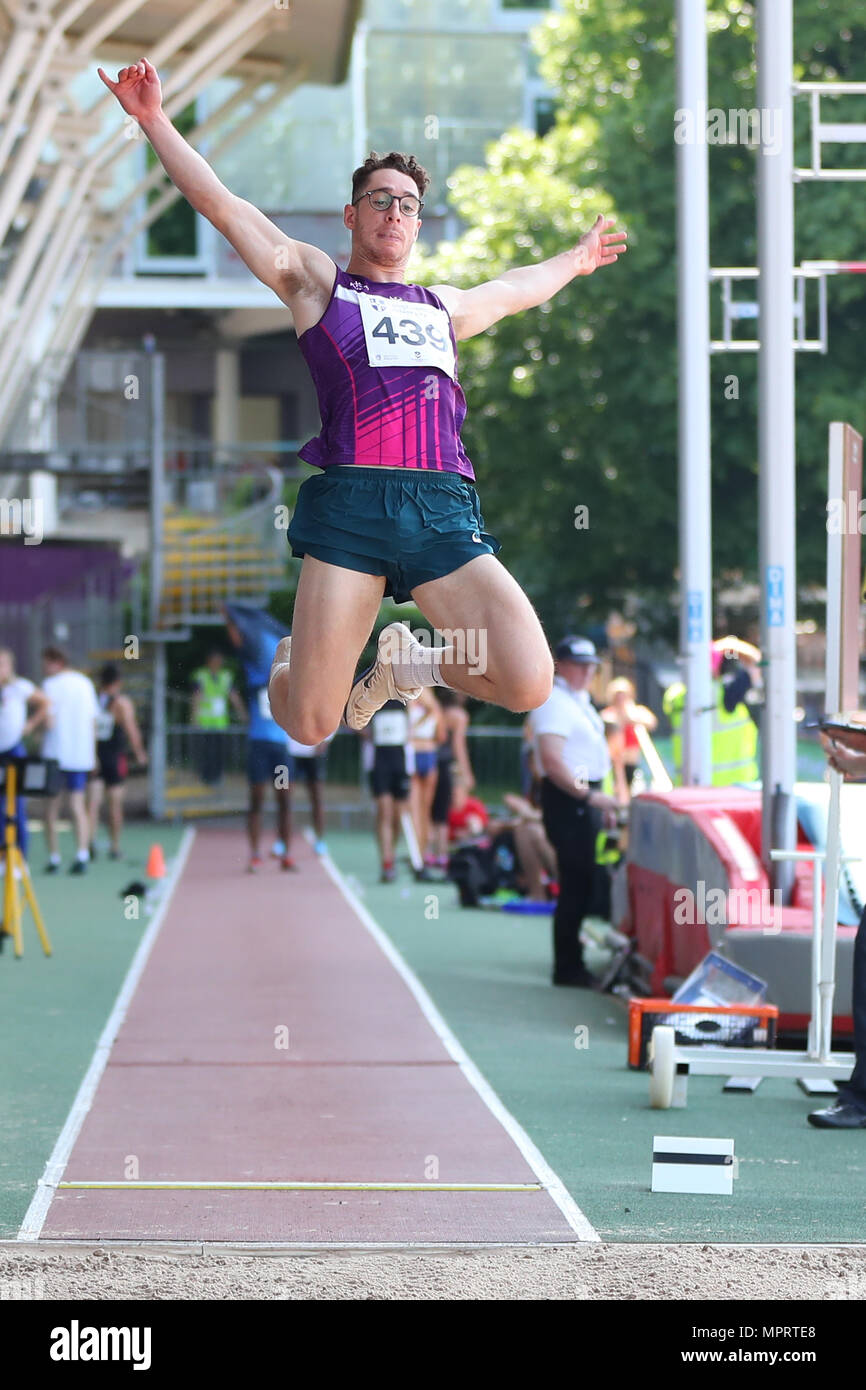 Loughborough, England, 20th, May, 2018. Sam Khogali competing in the ...