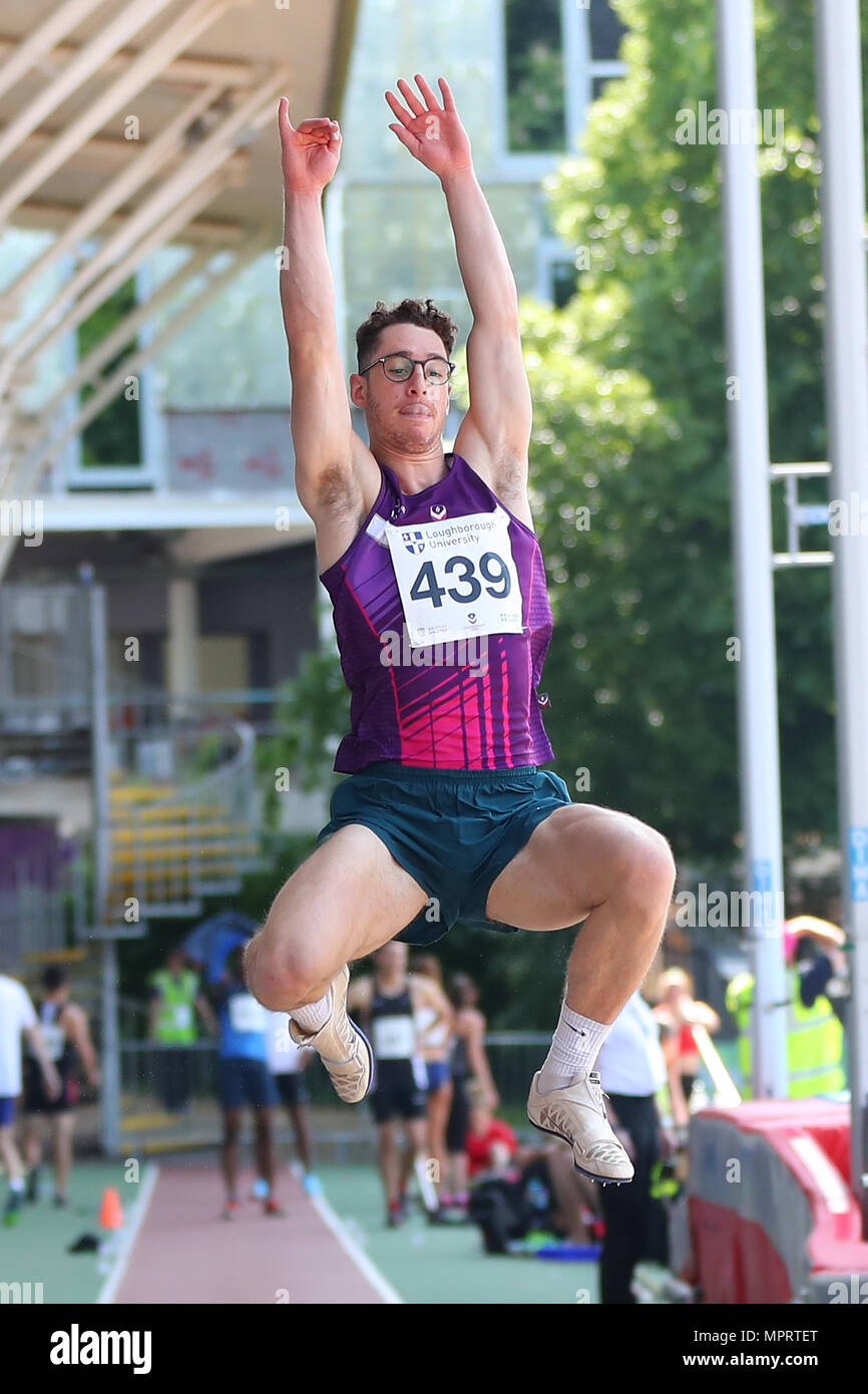 Loughborough, England, 20th, May, 2018. Sam Khogali competing in the ...
