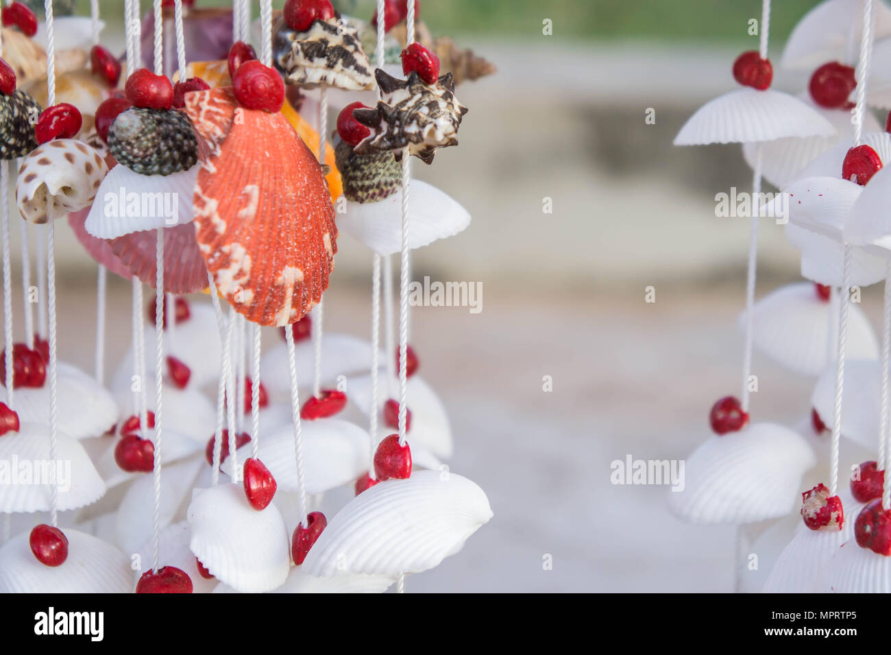 chick shells , Accessories hanging on the balcony Stock Photo - Alamy