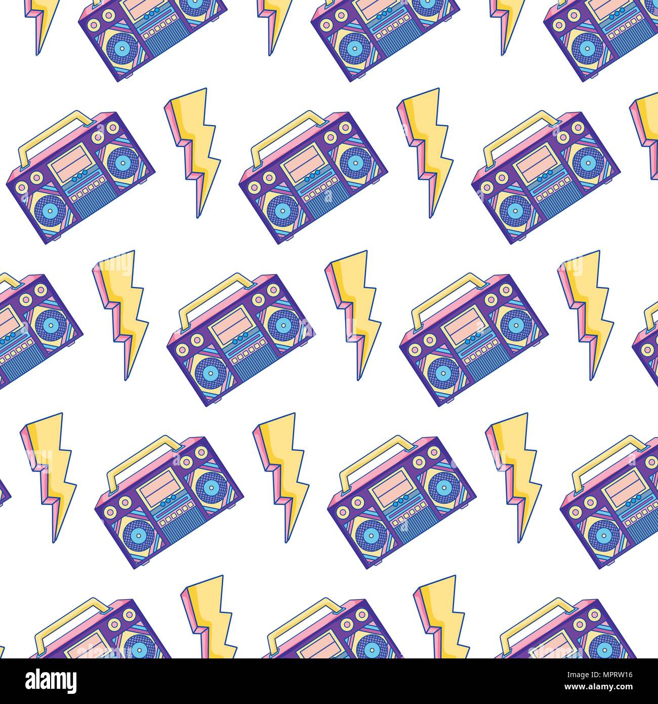 retro radio technology and thunder weather background Stock Vector ...