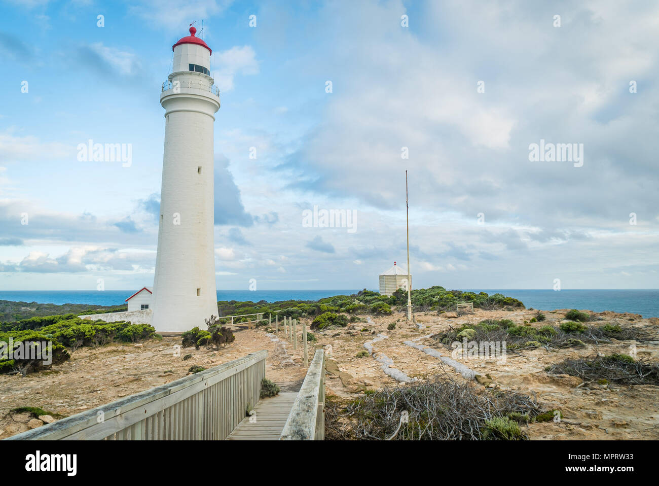 Cape Nelson white and red lighthouse in Australia Stock Photo - Alamy