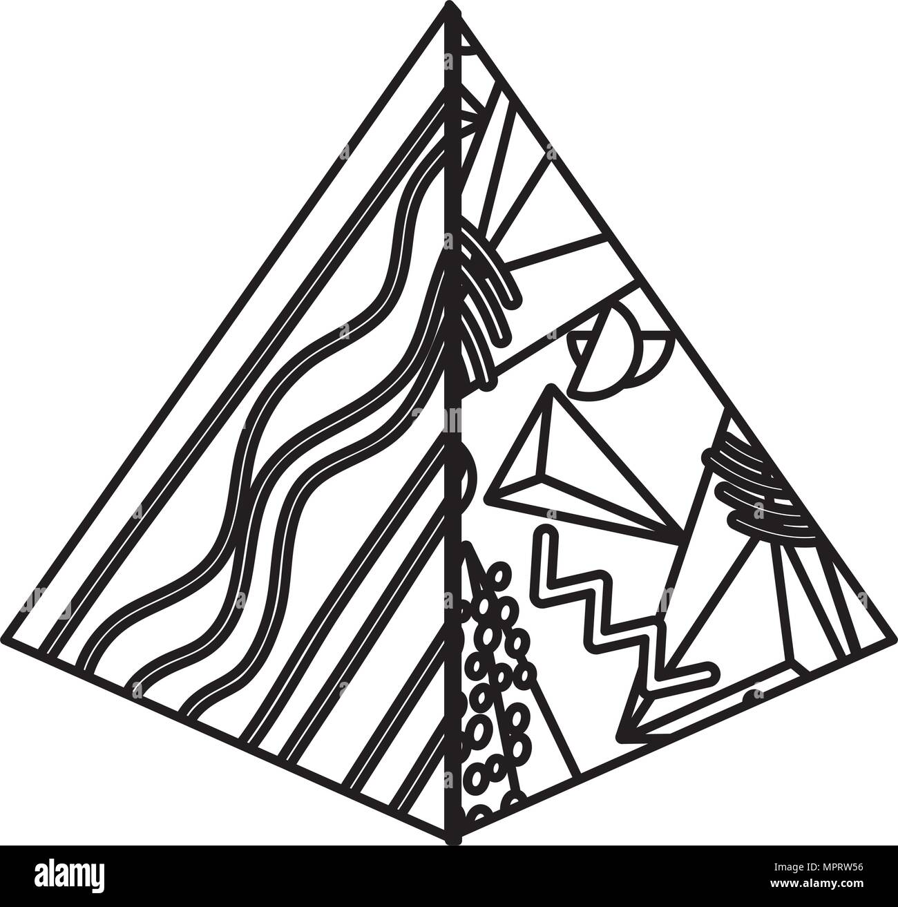 line graphic pentagonal pyramid geometric shape Stock Vector Image ...