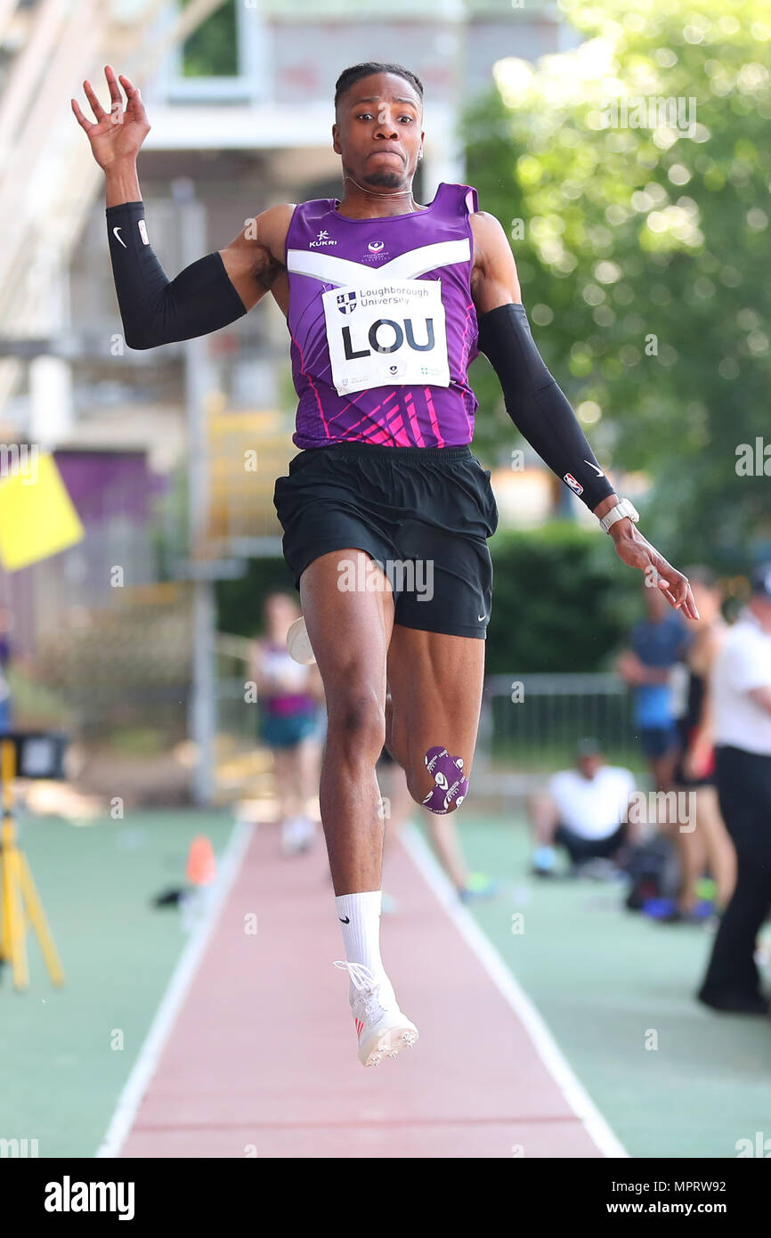 Loughborough, England, 20th, May, 2018. Reynold Banigo competing in the ...