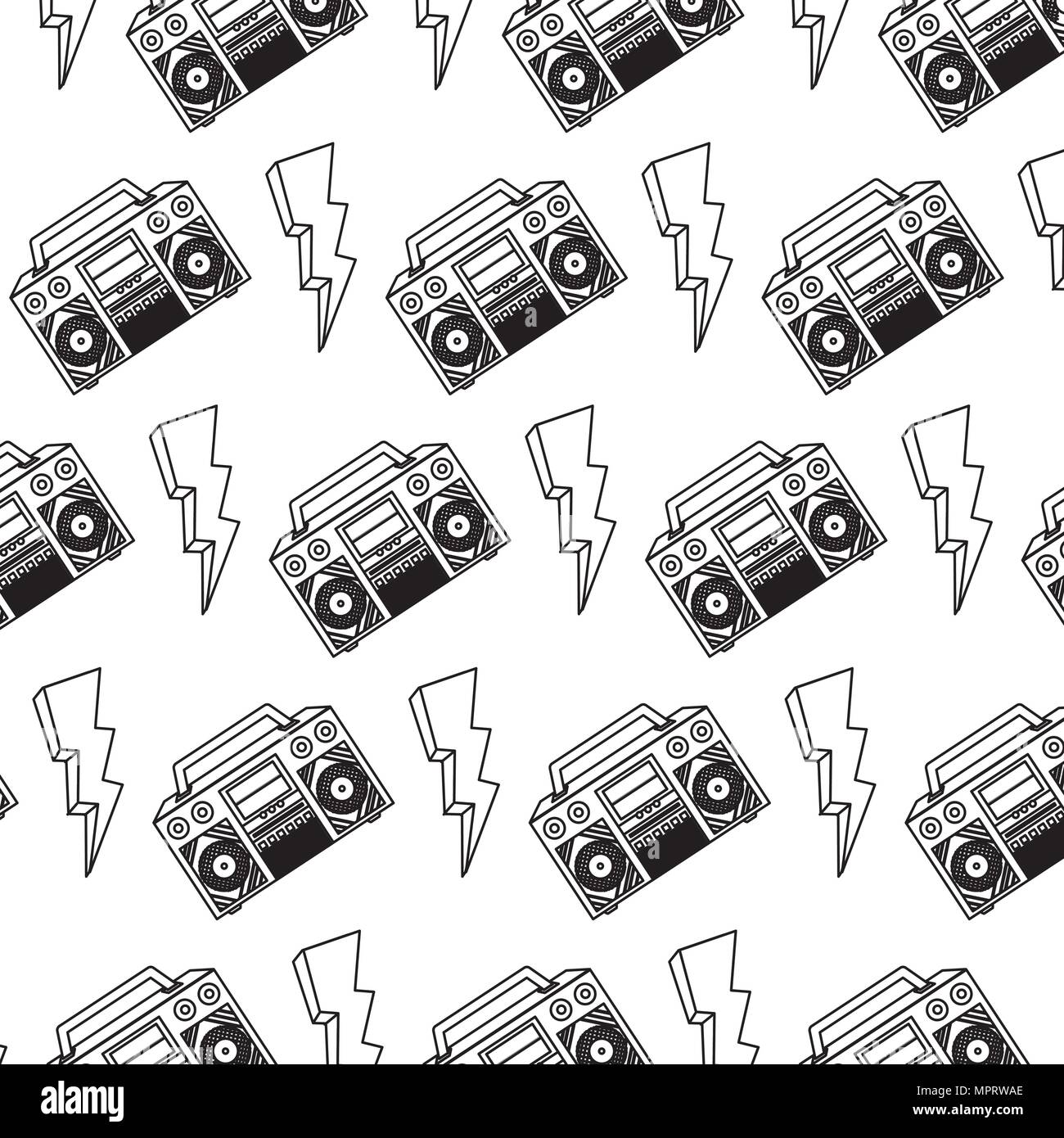 line retro radio technology and thunder weather background Stock Vector ...