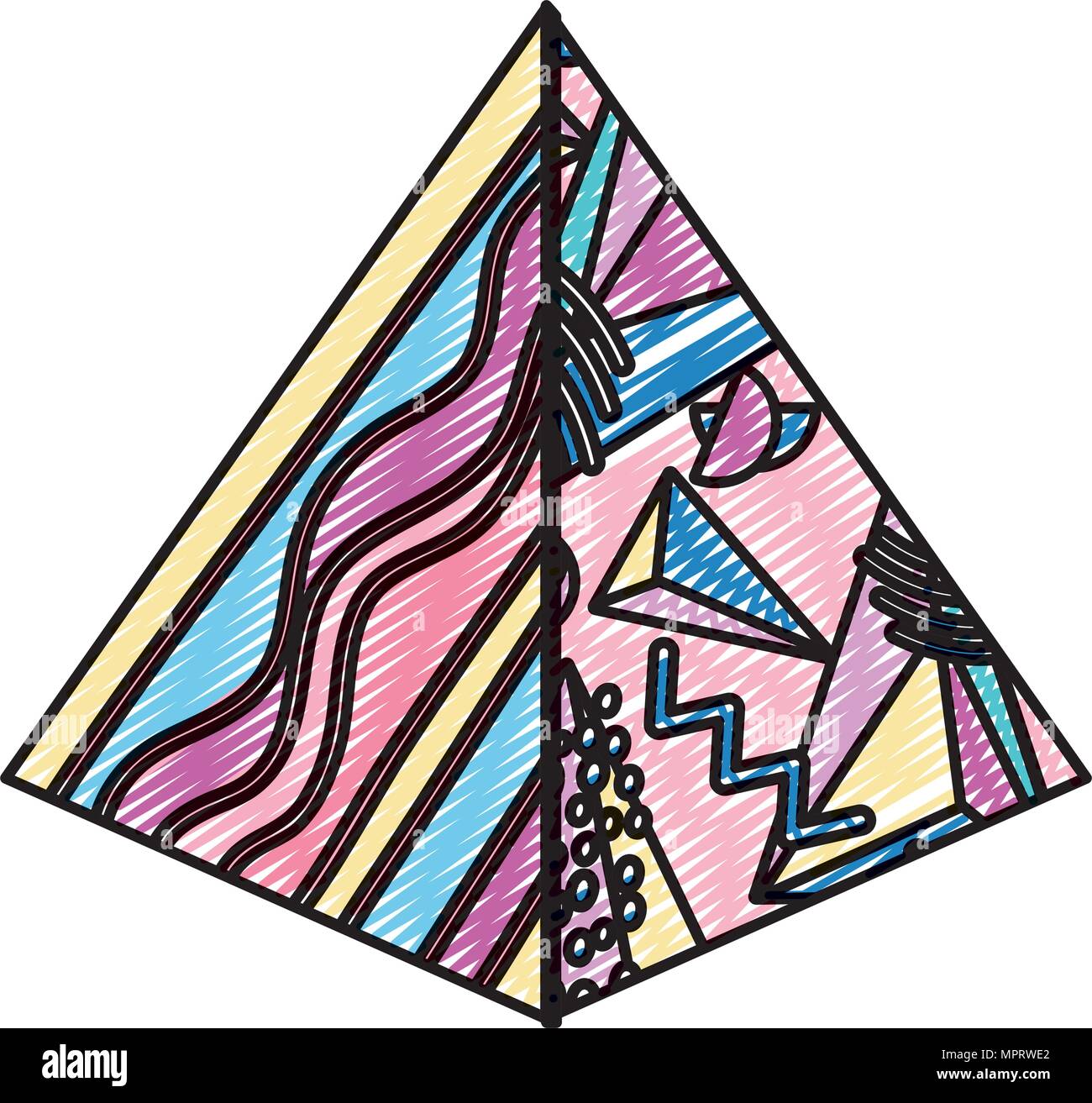 doodle graphic pentagonal pyramid geometric shape Stock Vector Image ...