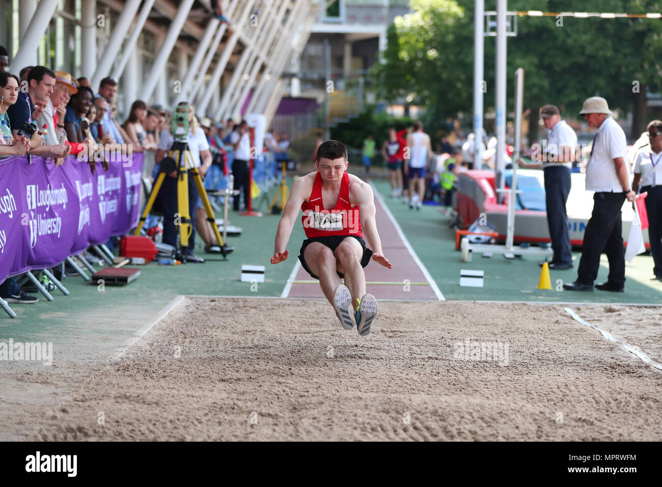 Loughborough, England, 20th, May, 2018. Aled Price competing in the Men ...