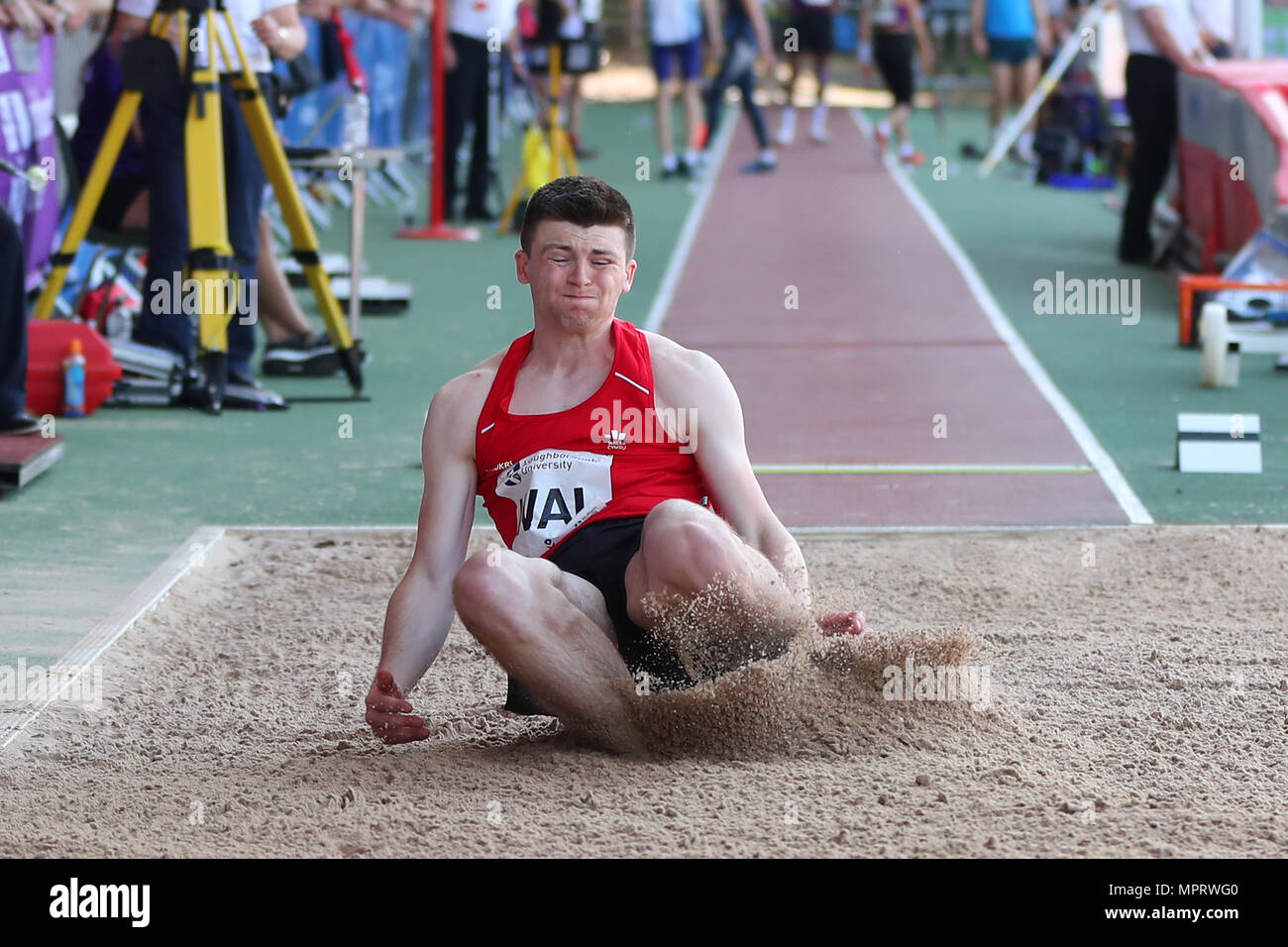 Loughborough, England, 20th, May, 2018. Aled Price competing in the Men ...