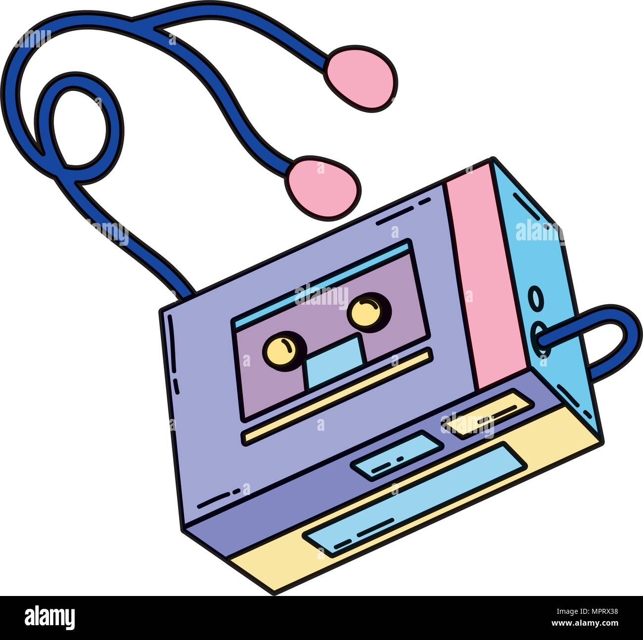 color retro walman stereo music player Stock Vector Image & Art - Alamy