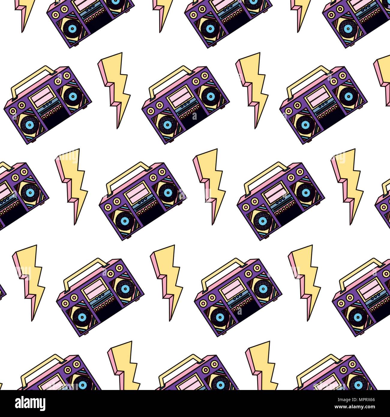 color retro radio technology and thunder weather background Stock ...