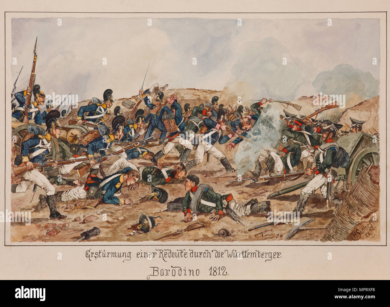 The storming of a Redoubt by the Wurttemberg troops. Borodino 1812 ...