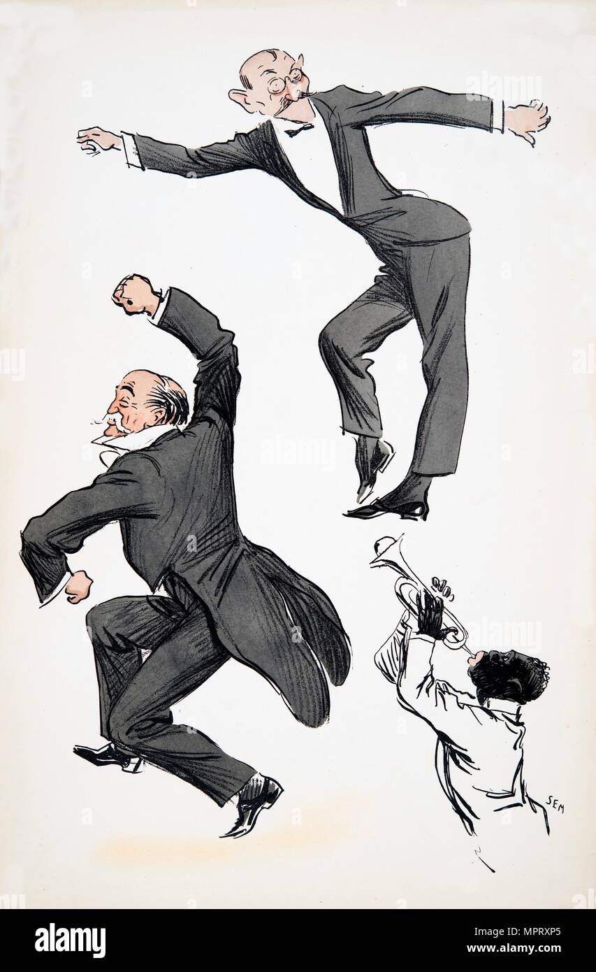 Elderly gentleman in tails and younger gentleman in black tie dance to ... Elderly gentleman in tails and younger gentleman in black tie dance to ...