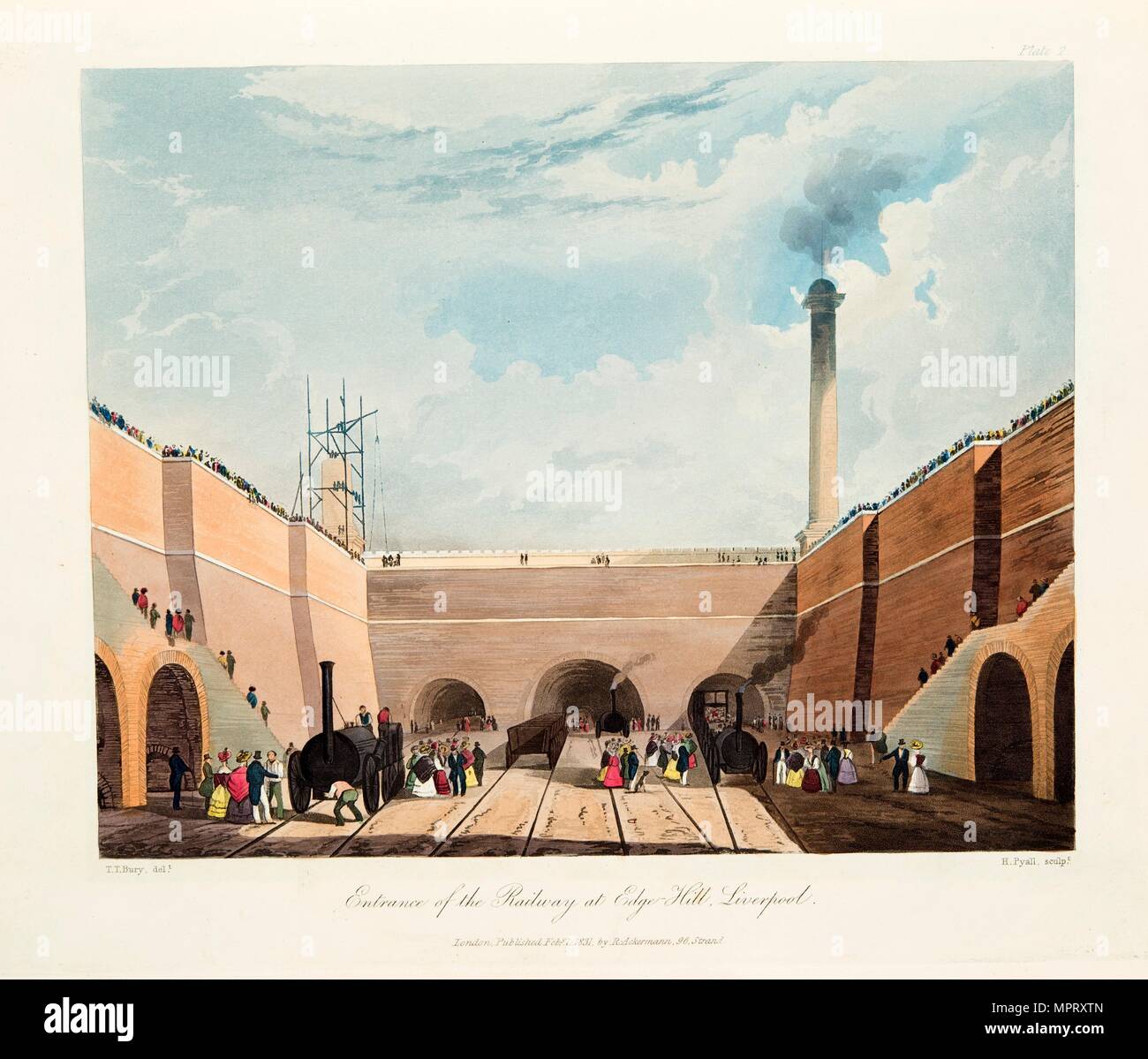 'Entrance of the Railway at Edge Hill', Liverpool, 1831. Artist: Thomas ...