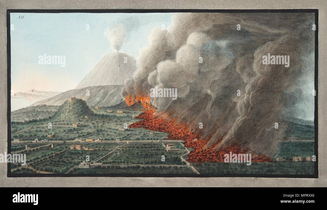 View of an eruption of Monte Vesuvius on 23rd December 1760 and ended ...
