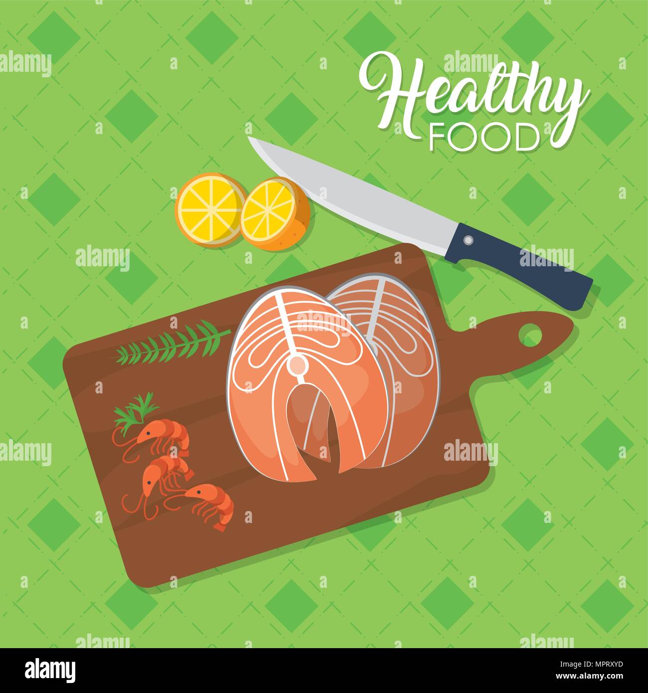 Healthy seafood concept Stock Vector Image & Art - Alamy