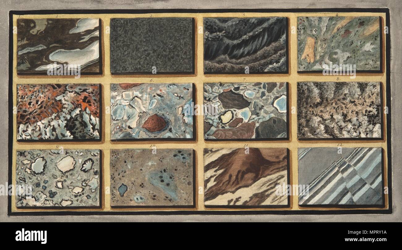 Marble and other mixed stones of Vesuvius polished, 1776 Stock Photo ...