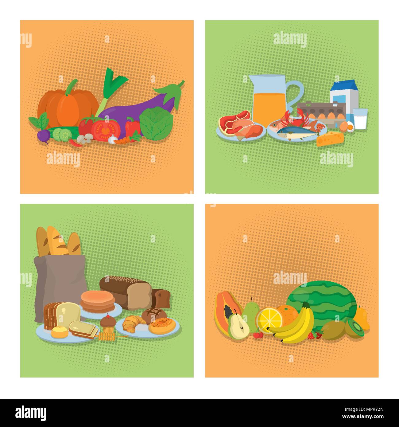 Set of healthy food icons Stock Vector Image & Art - Alamy
