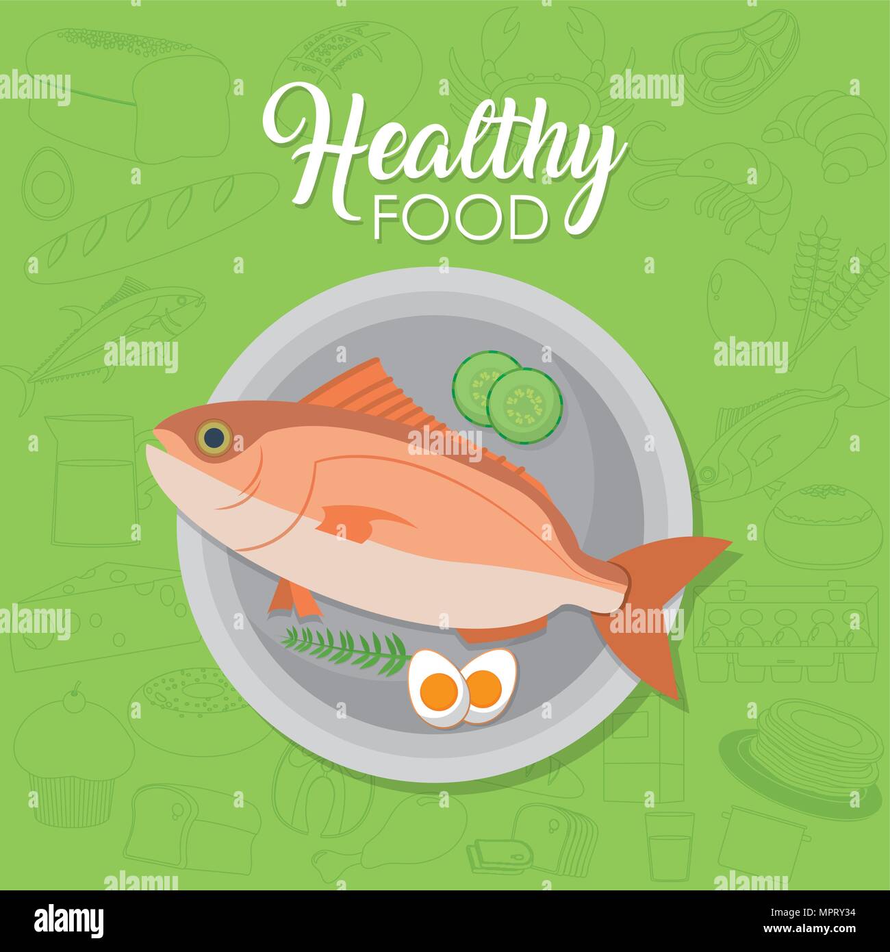 Healthy seafood concept Stock Vector Image & Art - Alamy
