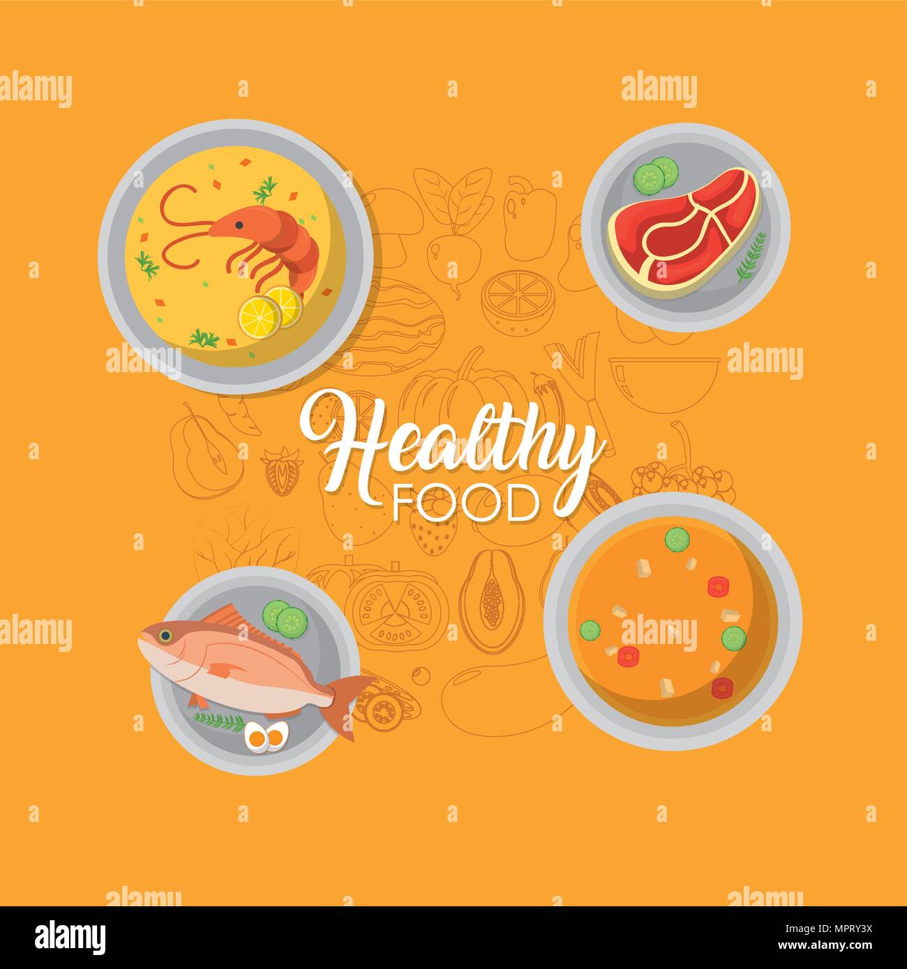 Healthy seafood concept Stock Vector Image & Art - Alamy