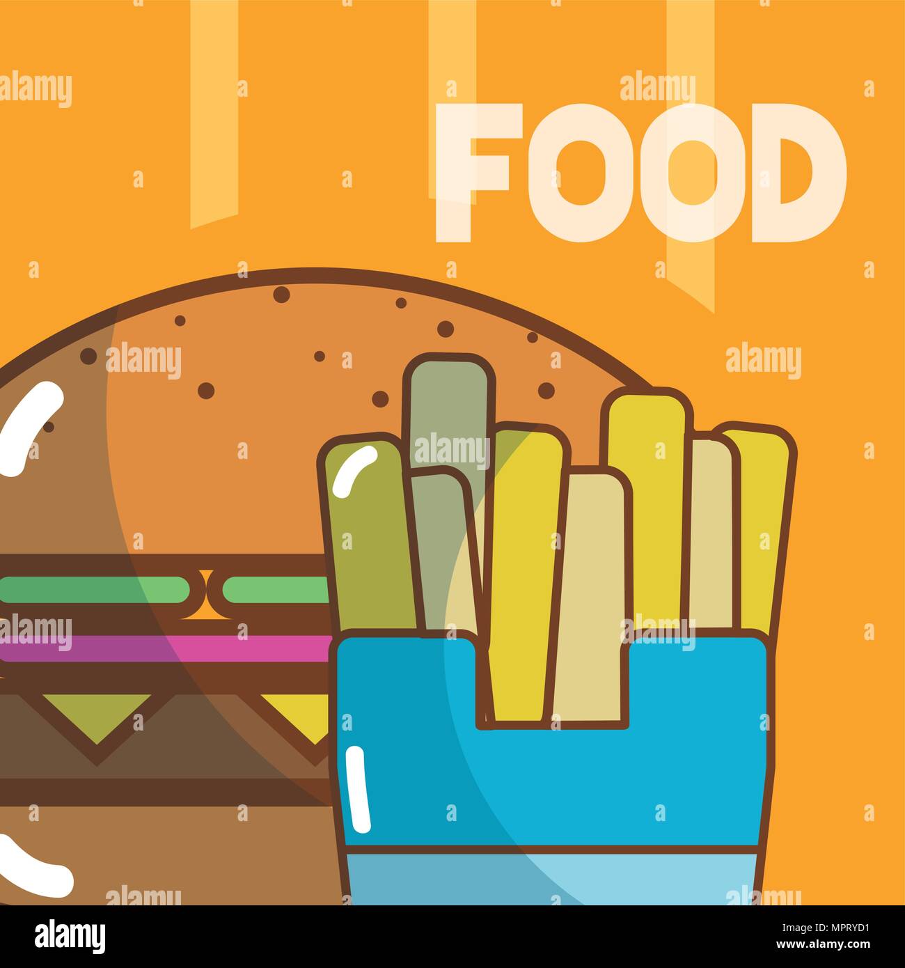Delicious food on colorful background Stock Vector Image & Art - Alamy