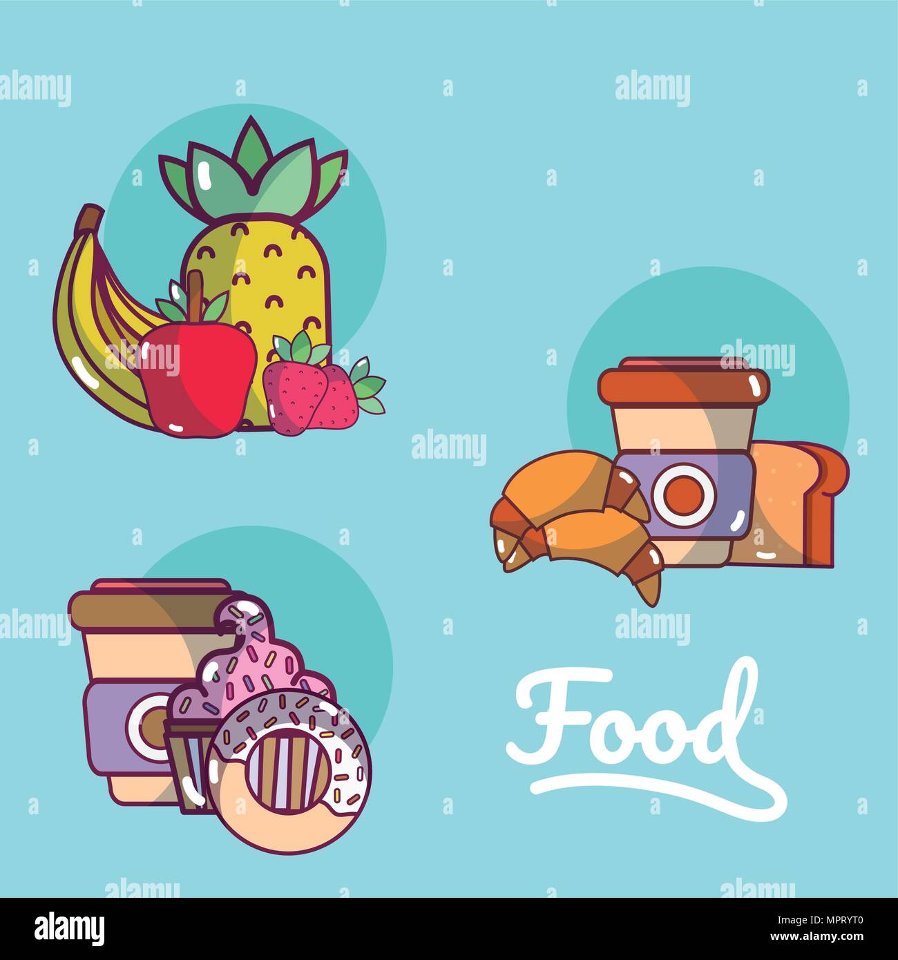 Set of food cartoons Stock Vector Image & Art - Alamy