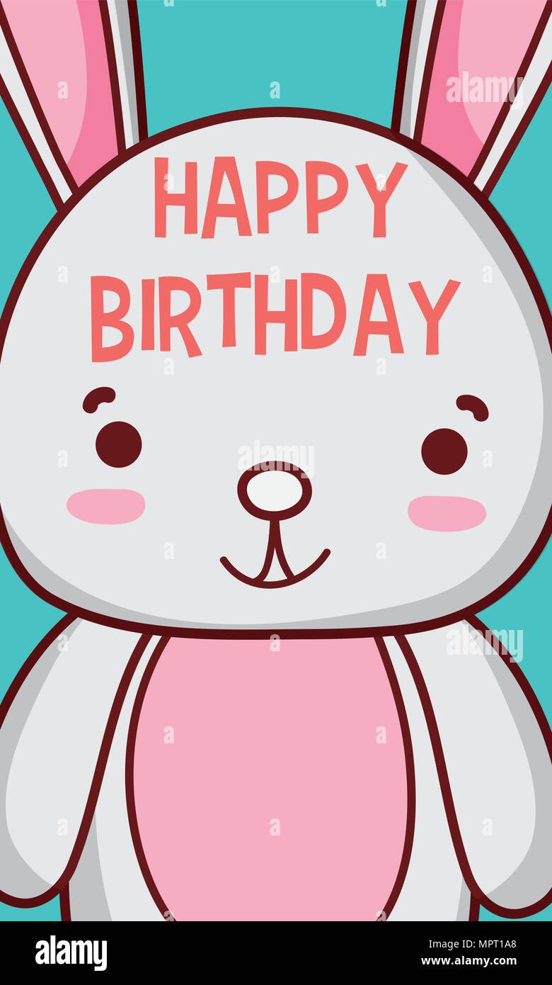Rabbit happy birthday card Stock Vector Image & Art - Alamy