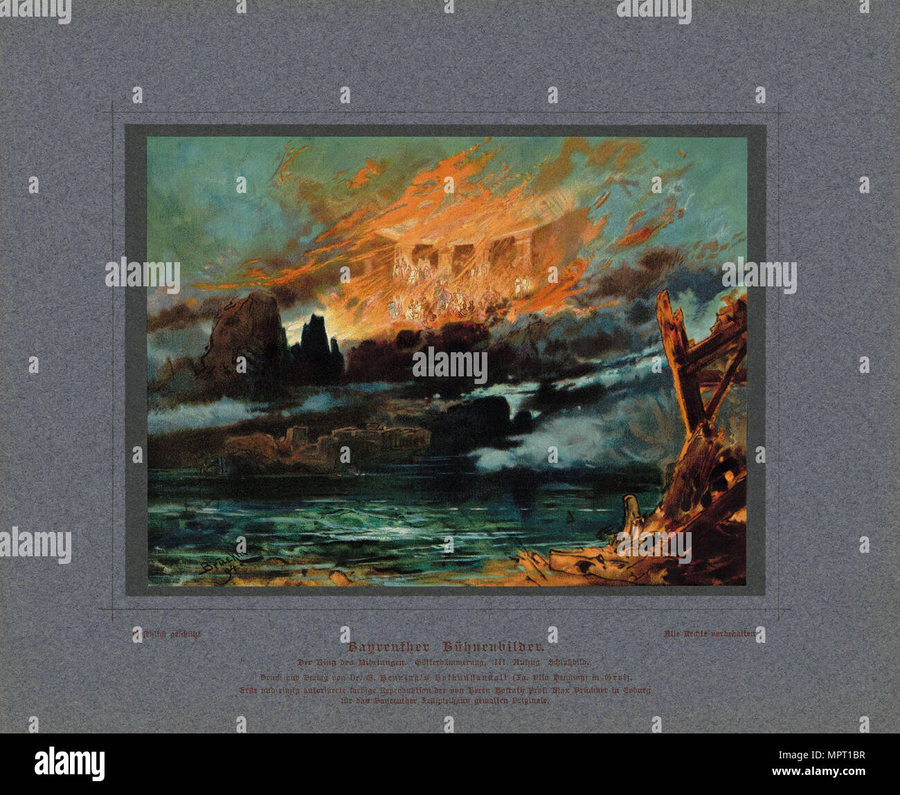 Valhalla on fire. Stage design for the opera Twilight of the Gods by ...