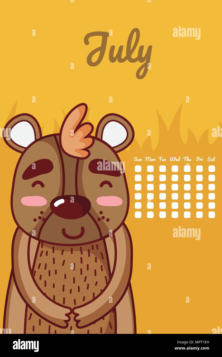 Bear cute calendar design Stock Vector Image & Art - Alamy