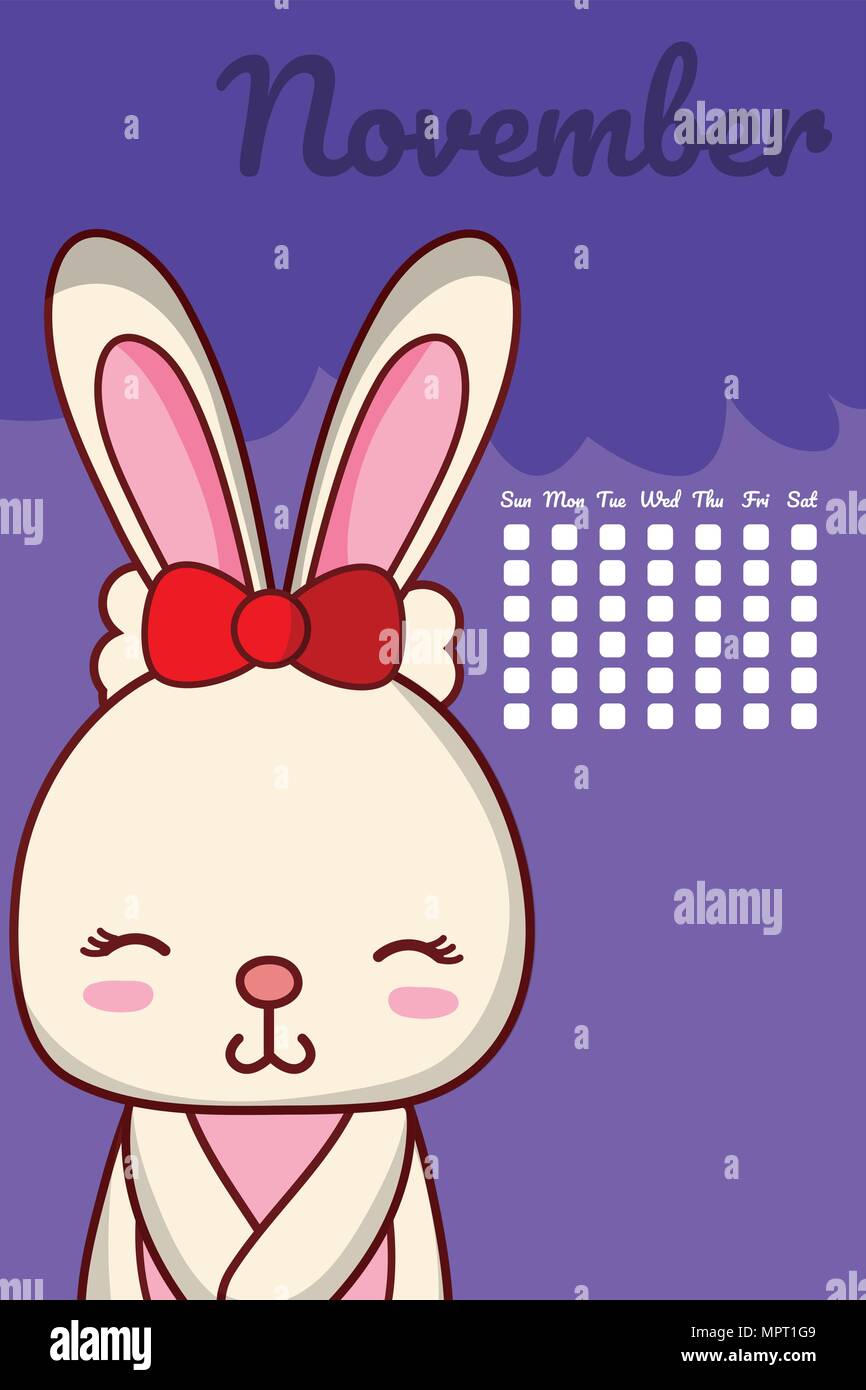 Rabbit cute calendar design Stock Vector Image & Art - Alamy