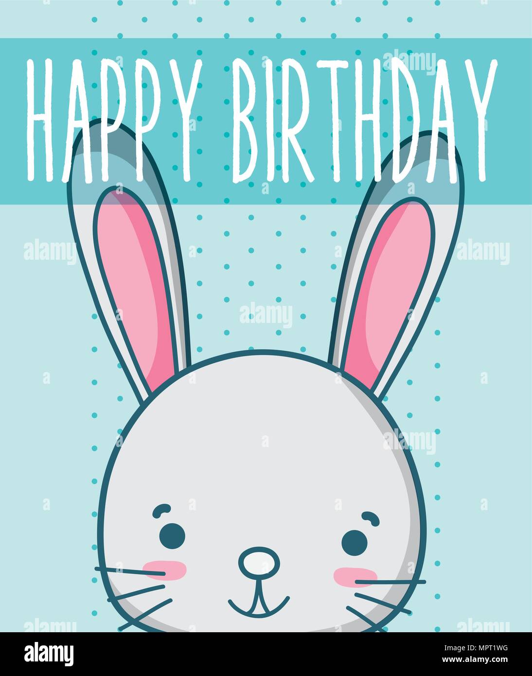 Rabbit in cute happy birthday card Stock Vector Image & Art - Alamy