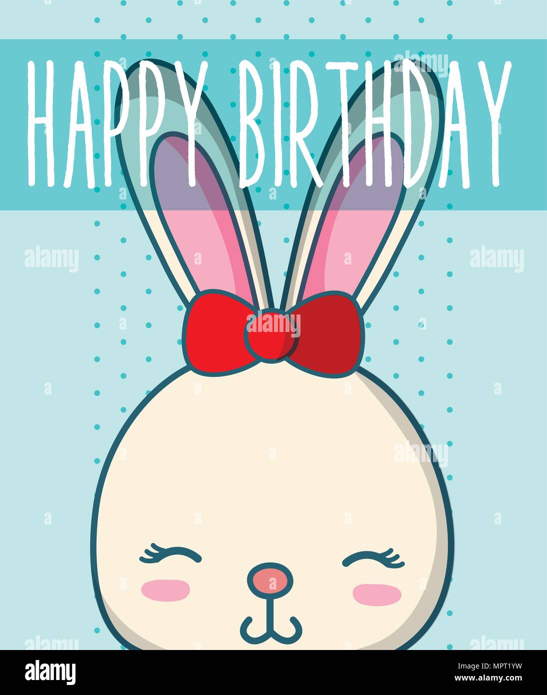Rabbit in cute happy birthday card Stock Vector Image & Art - Alamy