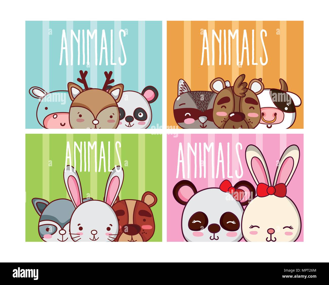 Set of cute animals cartoons Stock Vector Image & Art - Alamy