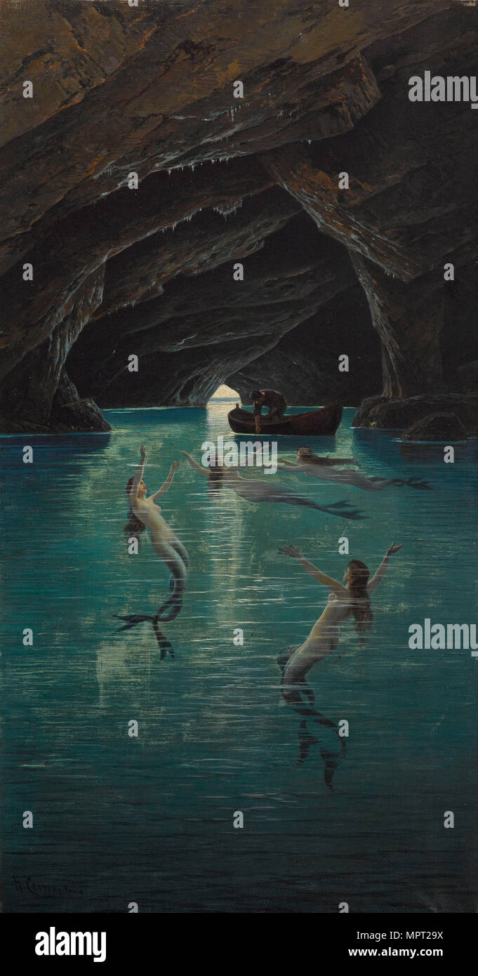 Fisherman and Mermaids in the blue Grotto on Capri Stock Photo - Alamy