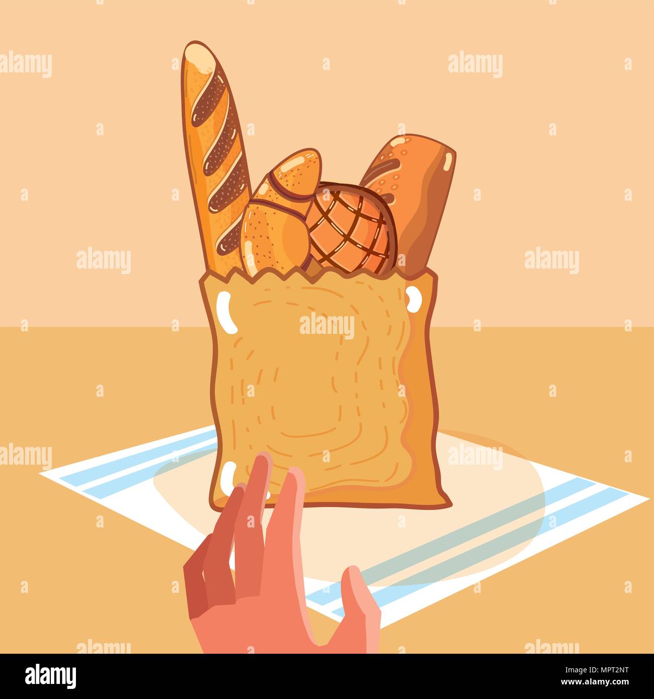 Hand grabbing delicious breads Stock Vector Image & Art - Alamy