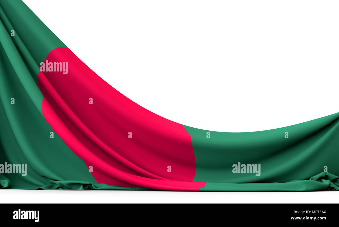 Bangladesh national flag hanging fabric banner. 3D Rendering Stock ...