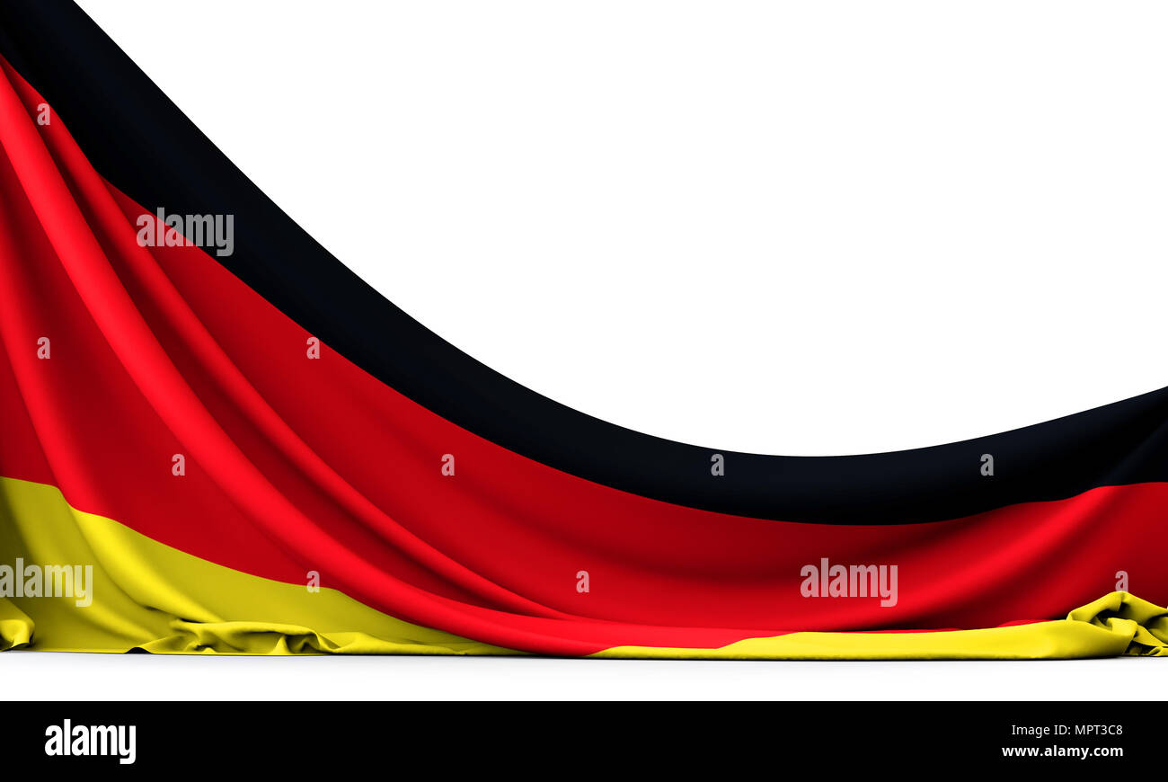 Germany national flag hanging fabric banner. 3D Rendering Stock Photo ...