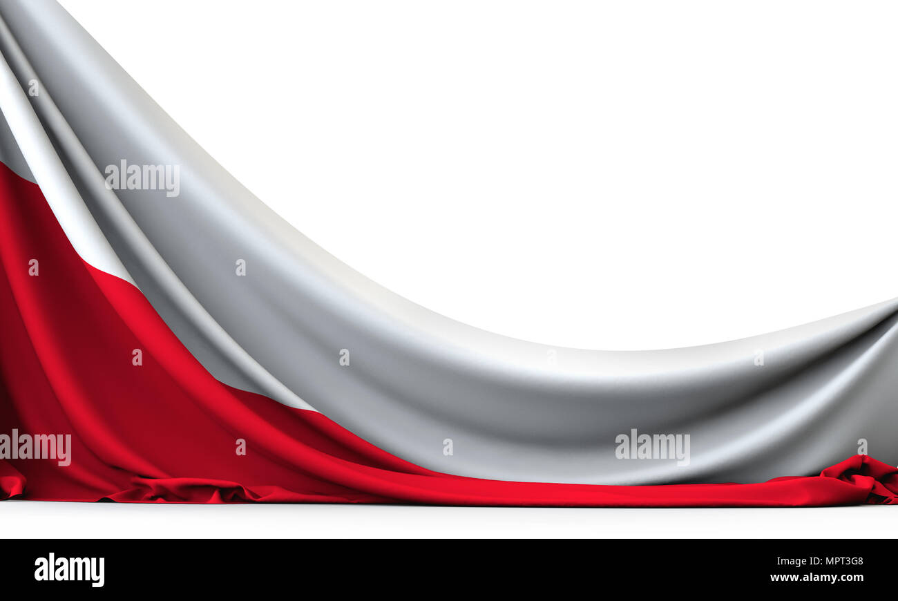 Poland national flag hanging fabric banner. 3D Rendering Stock Photo ...