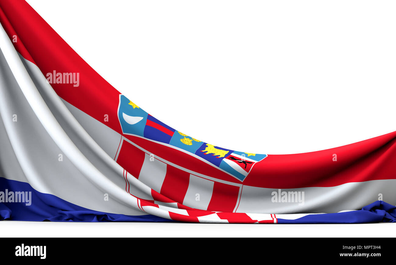 Croatia national flag hanging fabric banner. 3D Rendering Stock Photo ...